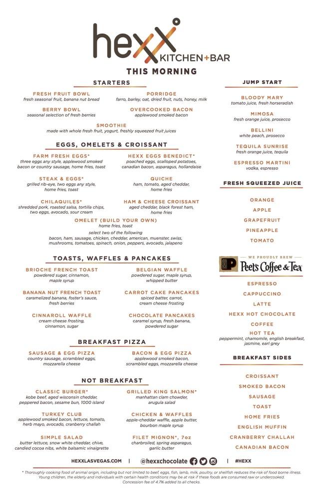 Menu at HEXX kitchen + bar, Las Vegas