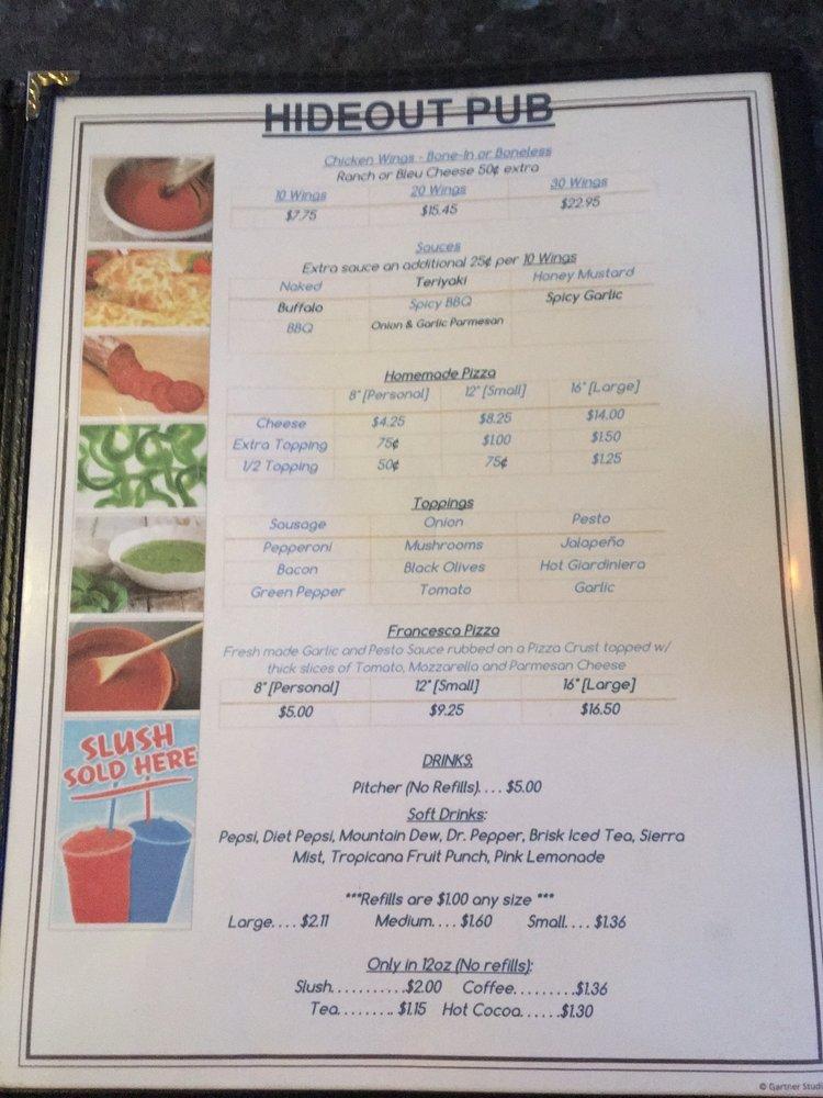 Menu at Hideout Pub, Arlington Heights