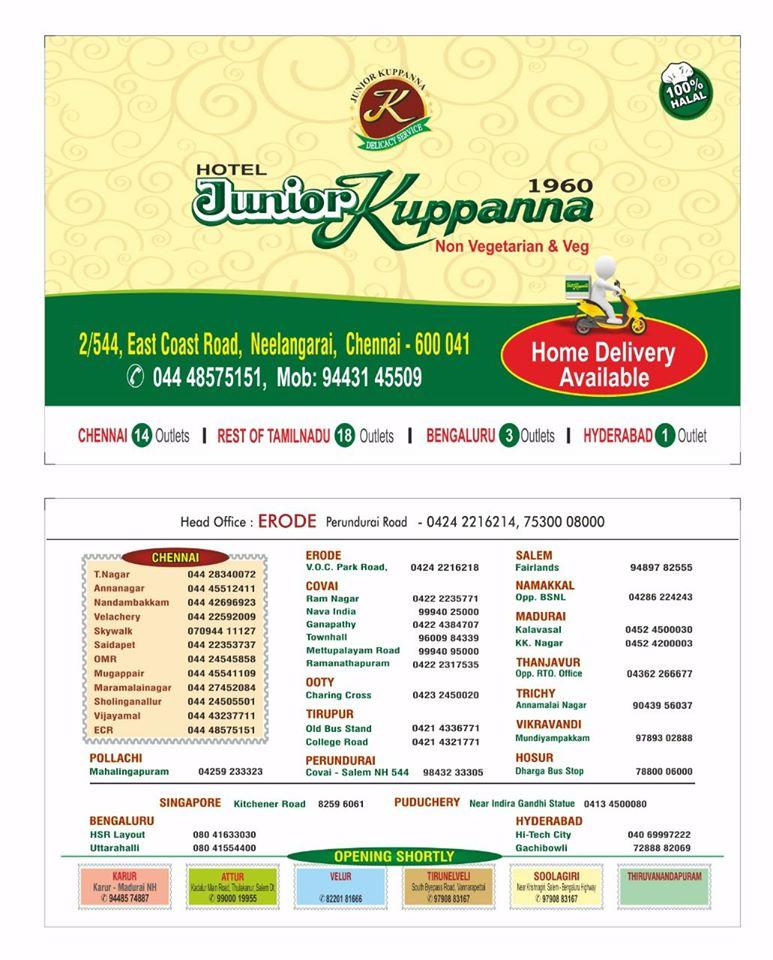 Menu at Junior Kuppanna - Nungambakkam, Chennai, 35