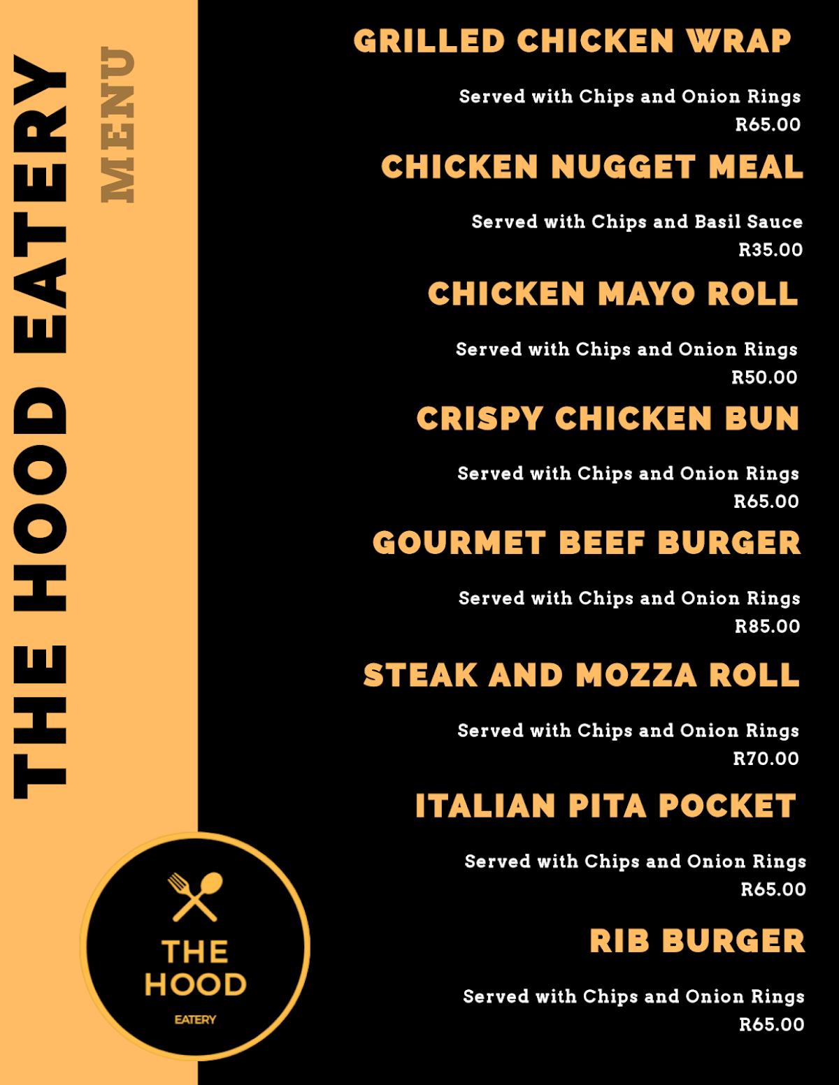 Menu at The Hood Eatery restaurant, Mabopane