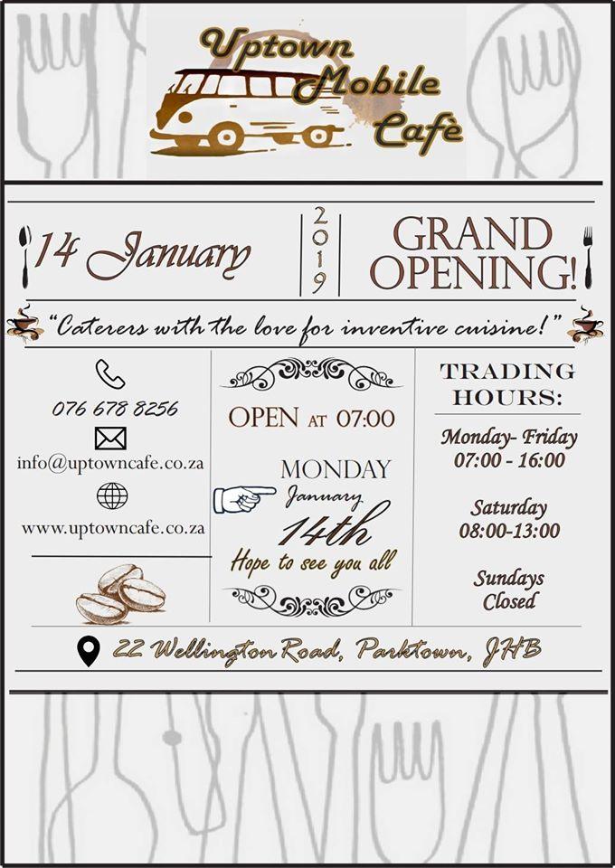 Menu at Uptown Mobile Cafe, Randburg