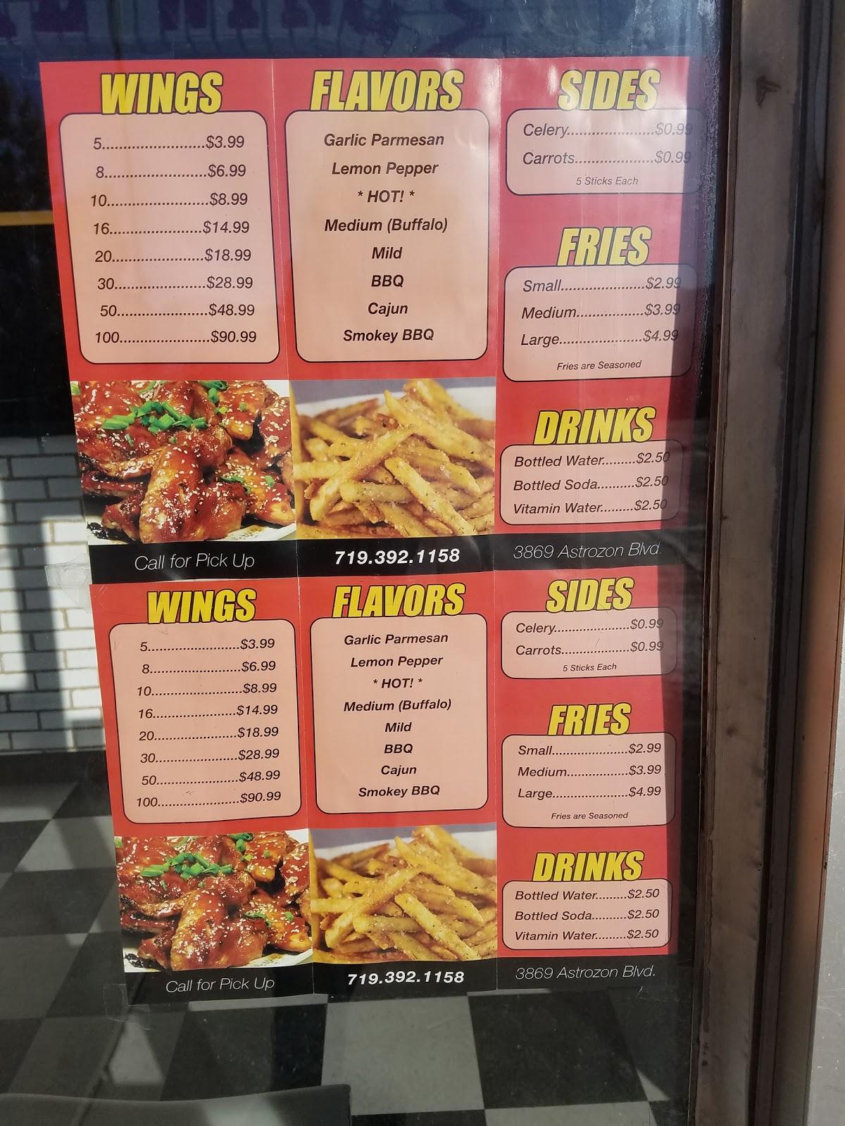 Carta del restaurante Deluxe Wingz, Colorado Springs, Astrozon Blvd