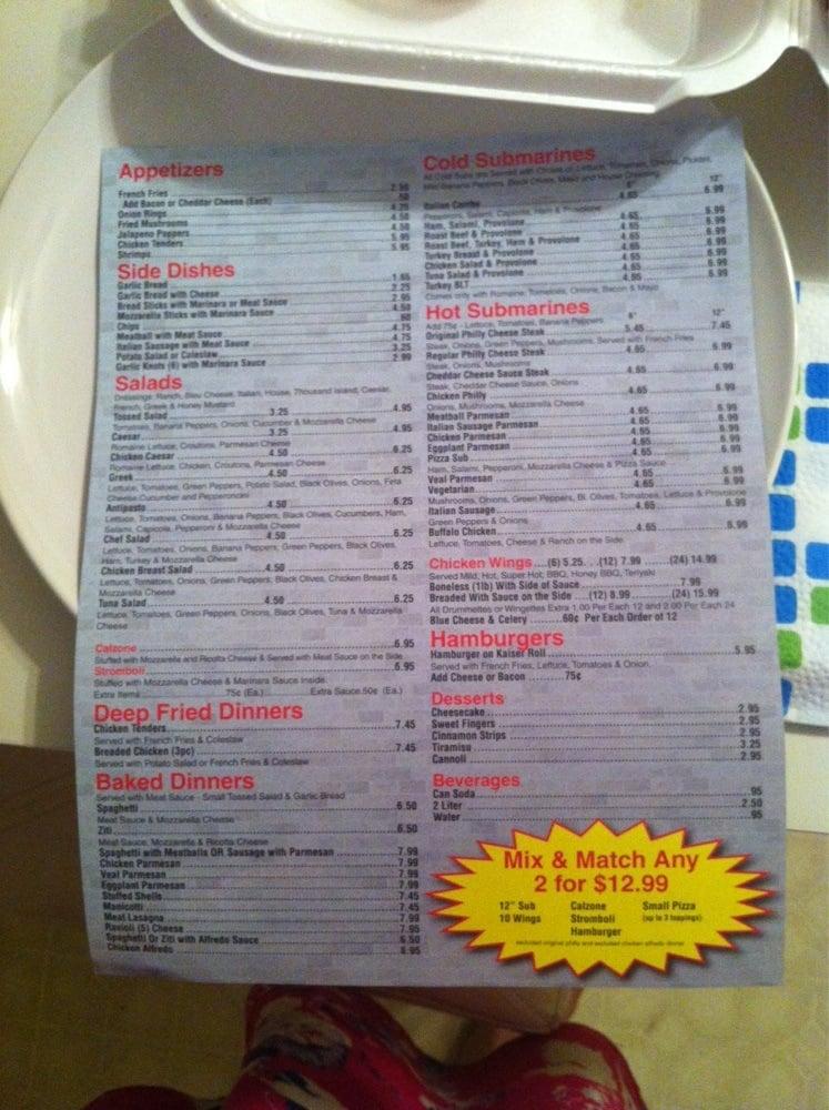 Menu at Fronte pizzeria, Pinellas Park