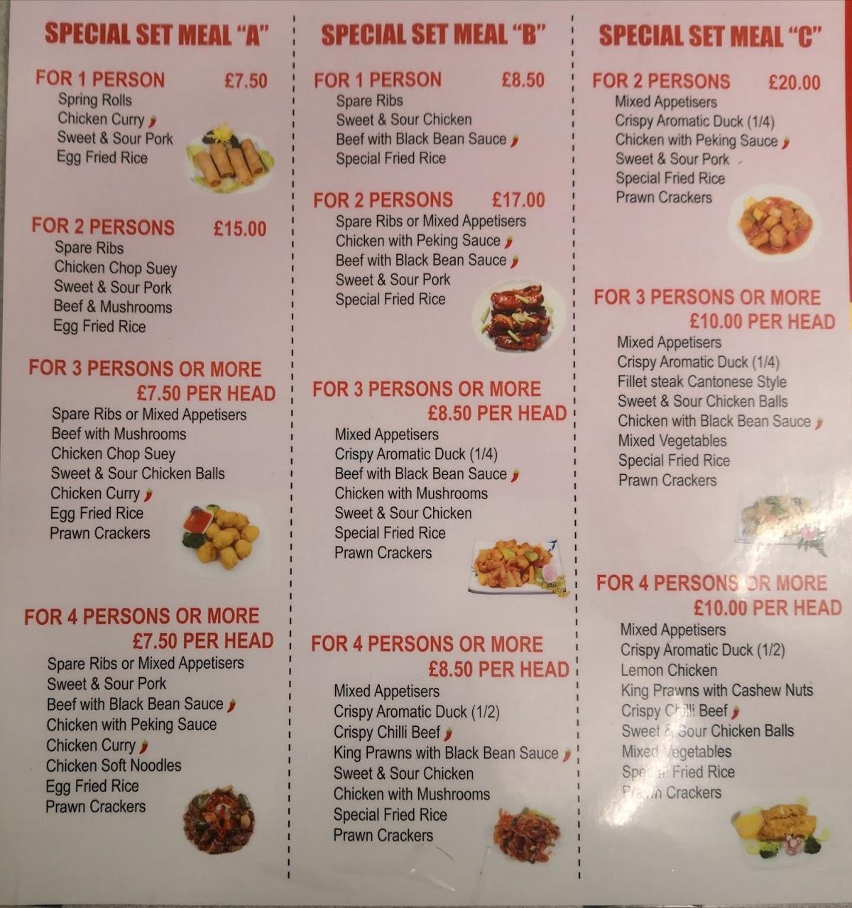 Menu at Pang's Cantonese Takeaway fast food, Peterborough