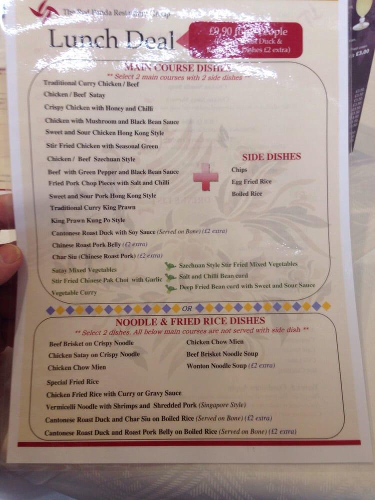 Menu at Red Panda Restaurant, Belfast, 60 Great Victoria St