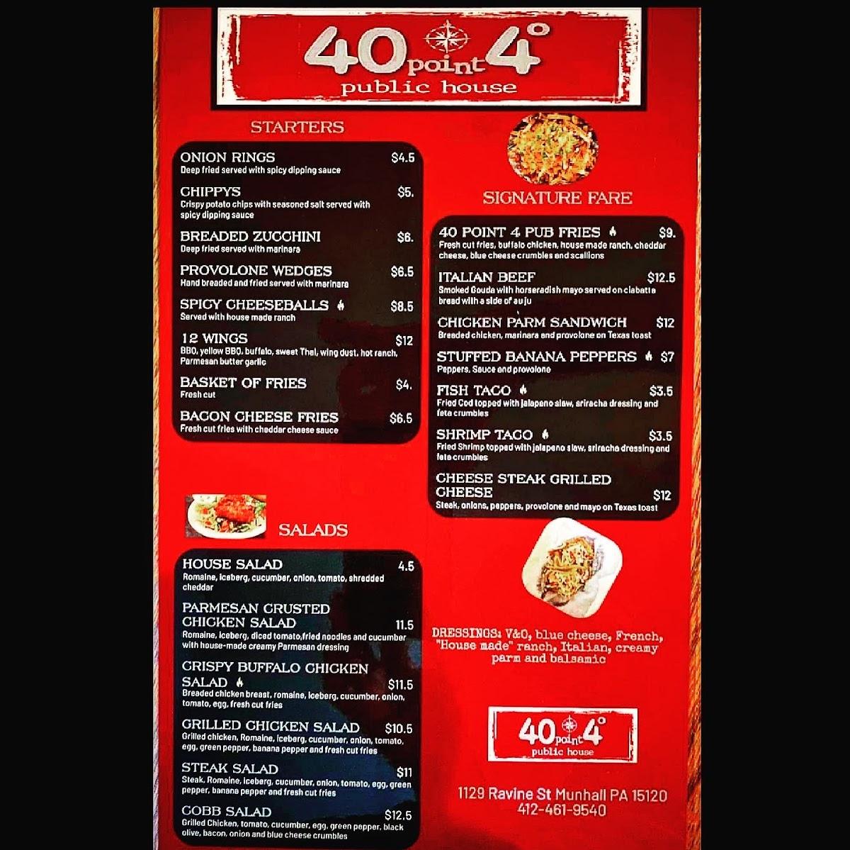Menu at 40.4 Public House, Munhall