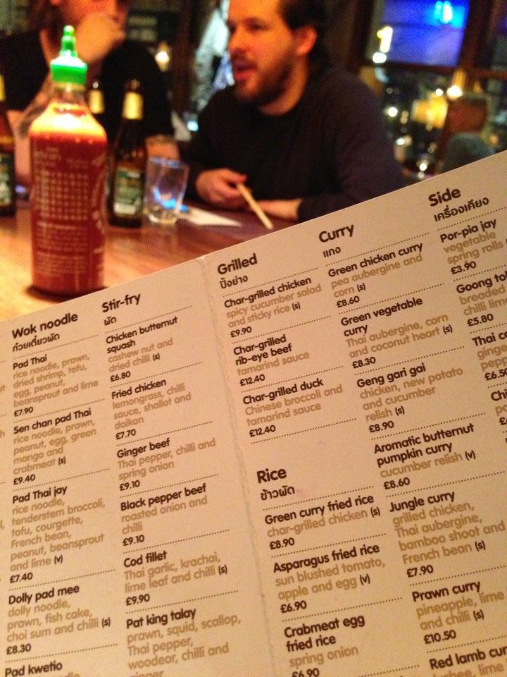 Menu at Busaba Hoxton Square restaurant, London, 319 Old St