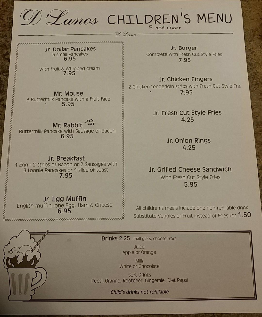 Menu at D'Lanos Family Restaurant, Prince George