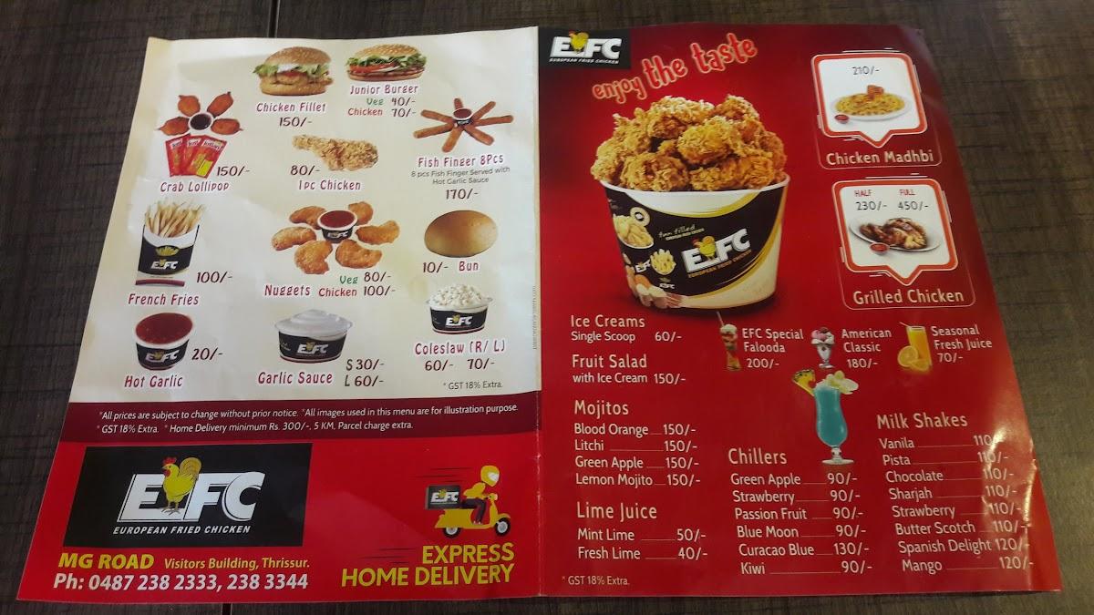 Menu at EFC, Thrissur, Parayil Ln