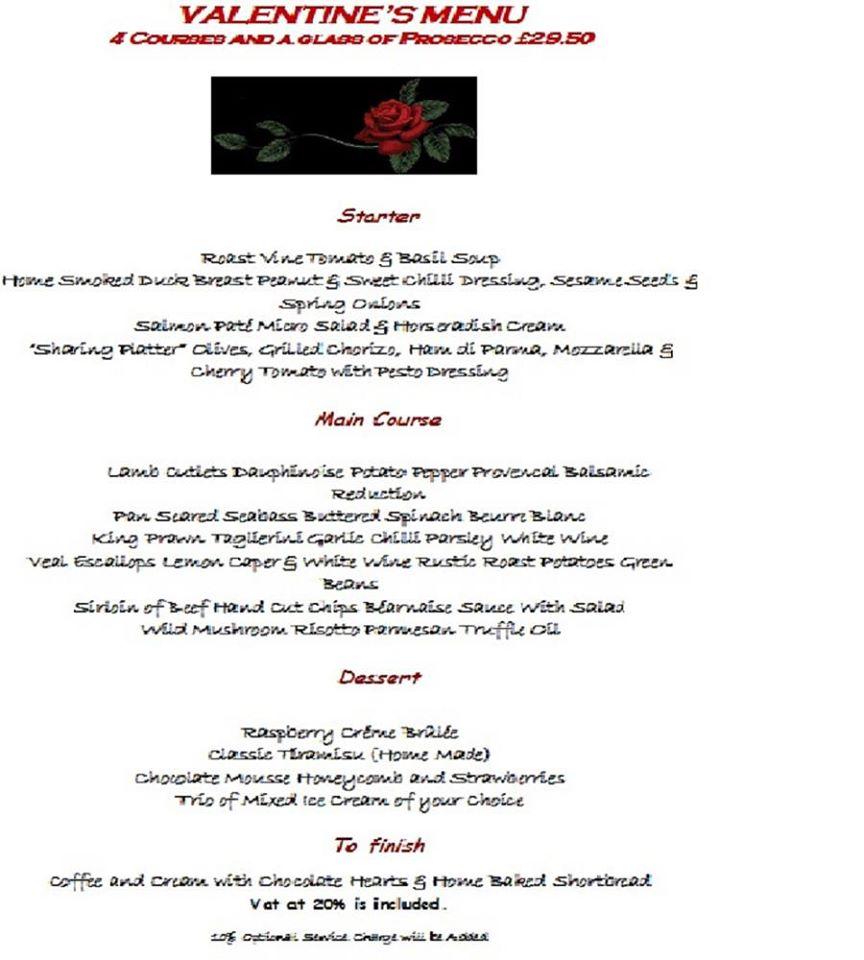 Menu at Marcello restaurant, Rickmansworth