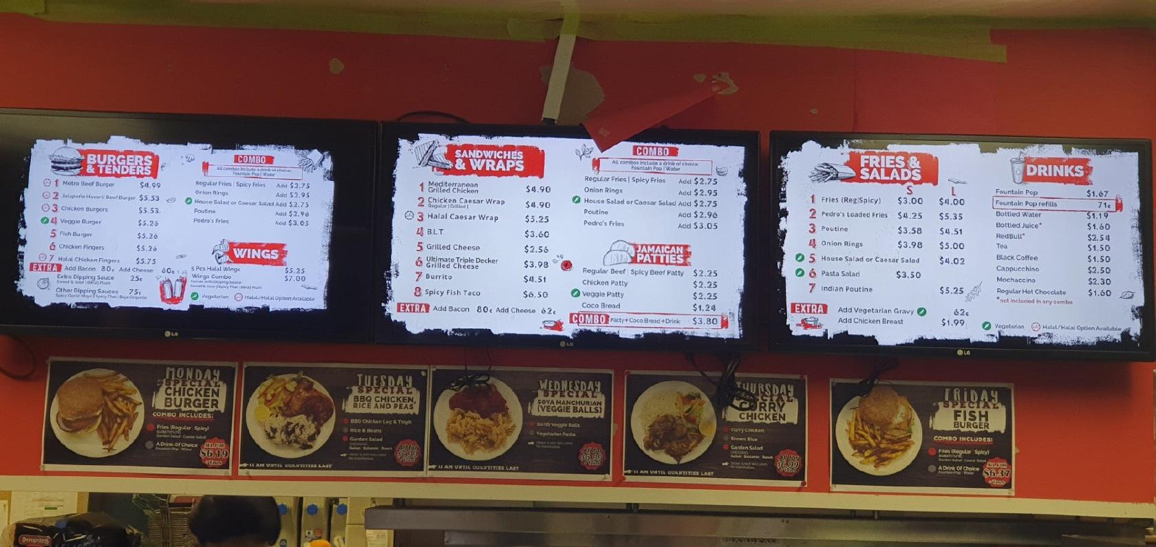 Menu at Metro Grill restaurant, Toronto, Finch Ave E