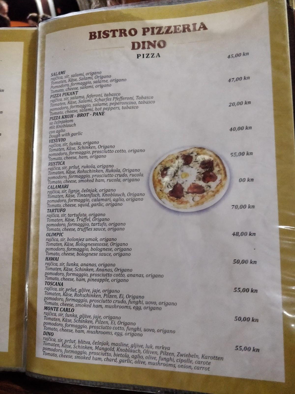 Ristorante Pizzeria Dino: Dino Pizzeria Menu – DZED