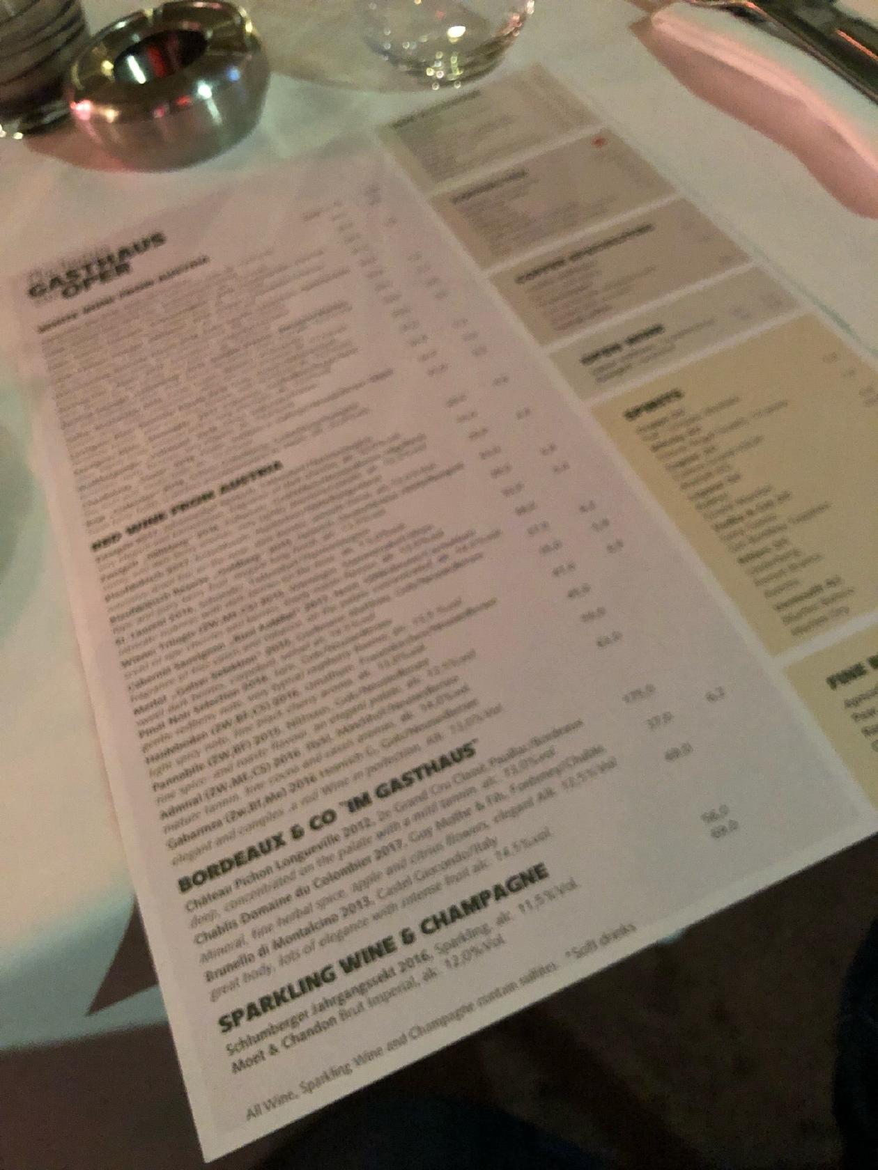 Speisekarte von Plachuttas Gasthaus zur Oper restaurant, Wien ...