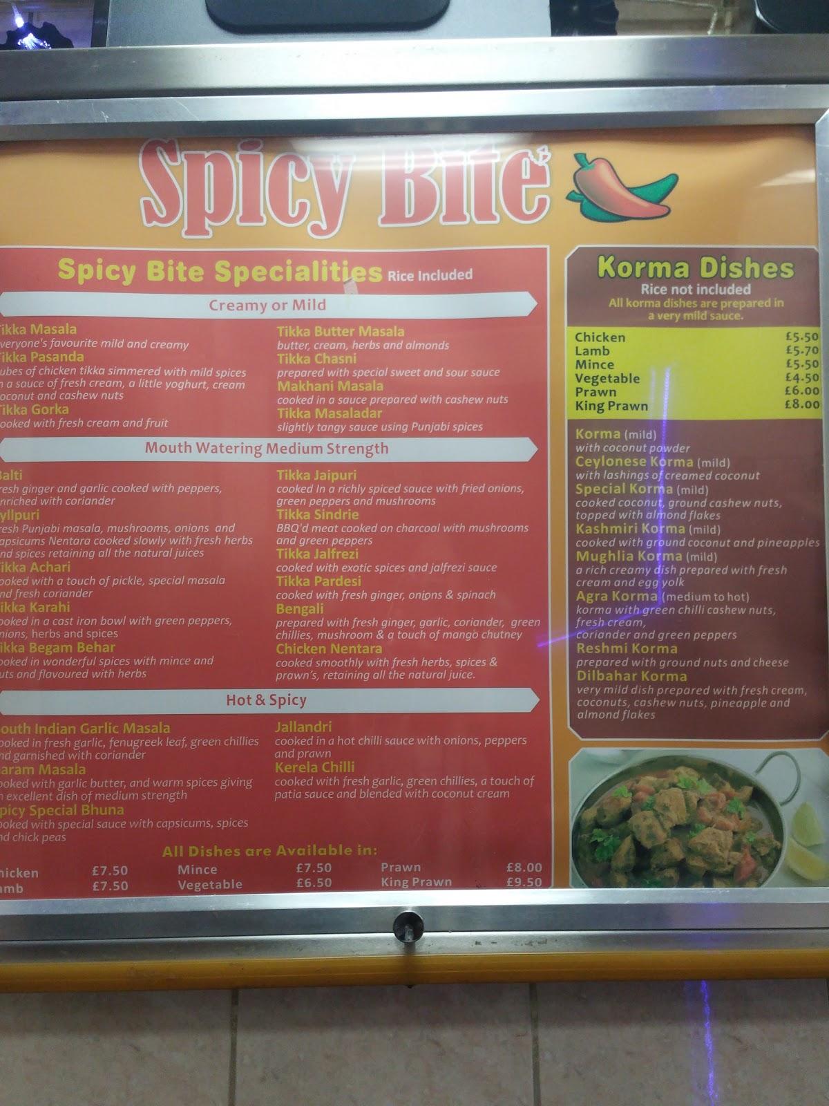 Menu at Spicy Bite fast food, Glasgow, 84 Cumbernauld Rd