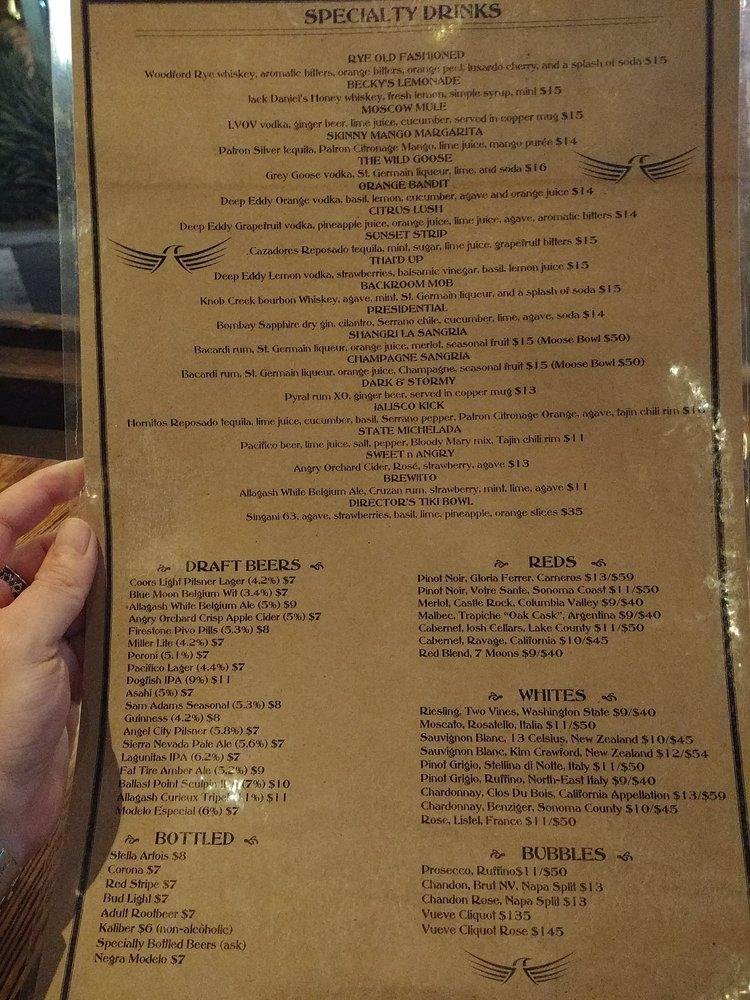 Menu at State Social House pub & bar, West Hollywood
