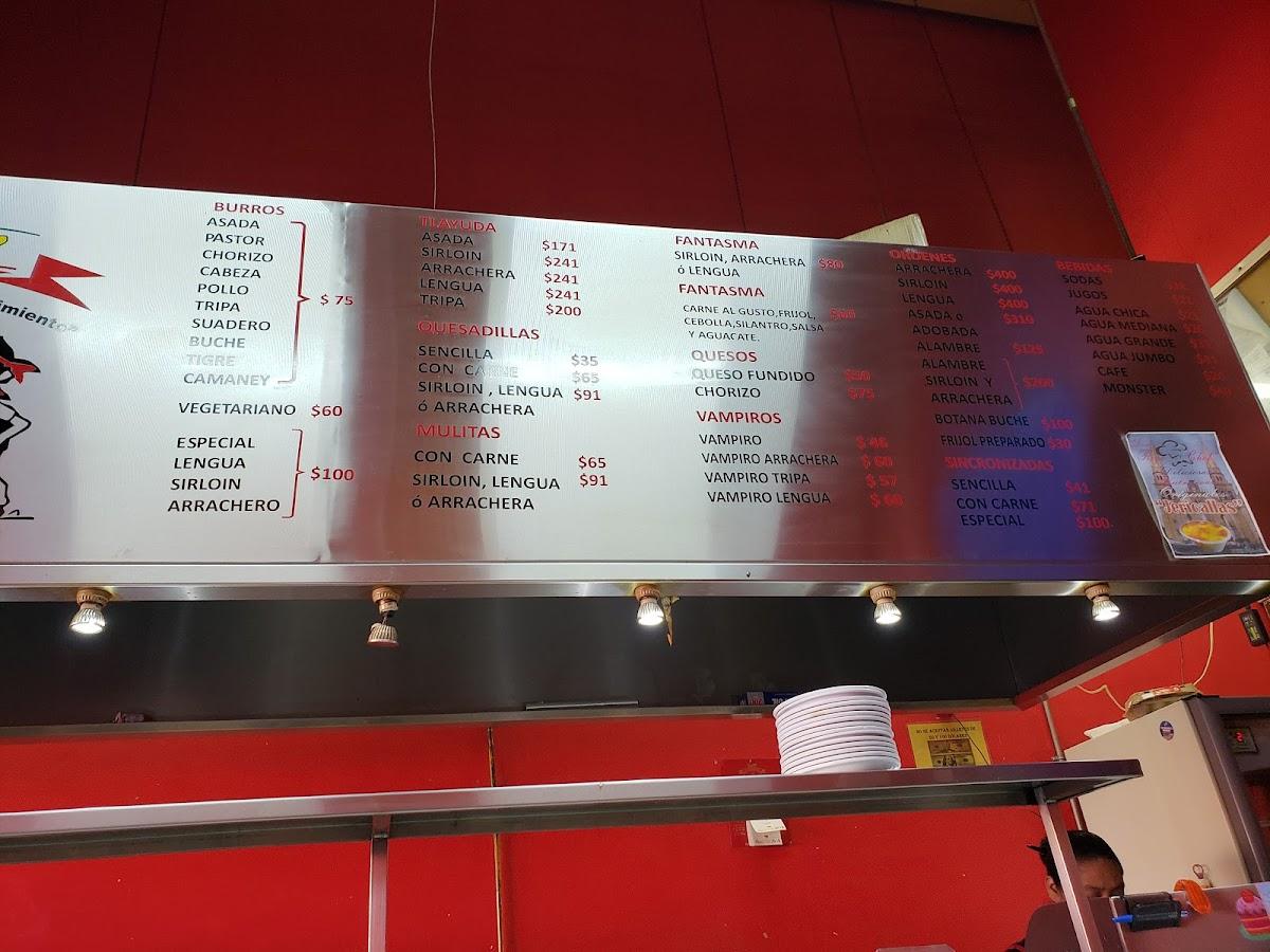 Menu at Tacos el Chino restaurant, Tijuana, La Paz 8853