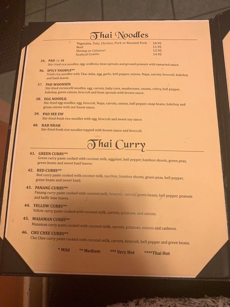 Menu at Thai Sawatdee restaurant, Winston-Salem, Reynolda Rd