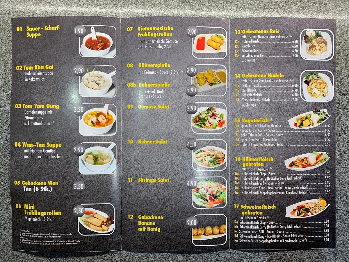 Menu au Asia Gourmet restaurant, Hamelin