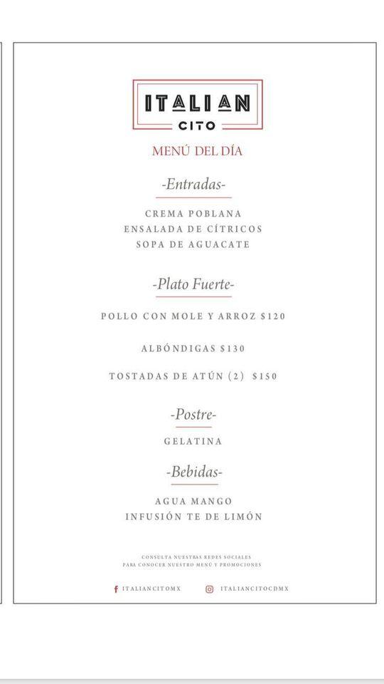 Carta del restaurante Cito, Ciudad López Mateos, Leibnitz 51 A