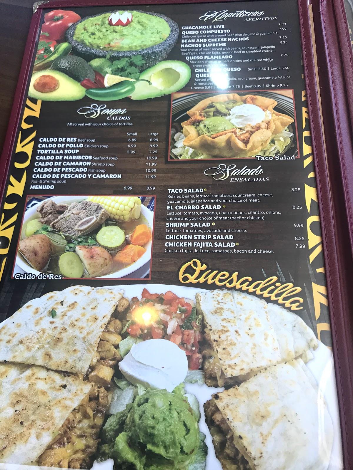 Menu at El Charro Mexican Restaurant Bar & Grill, Cameron