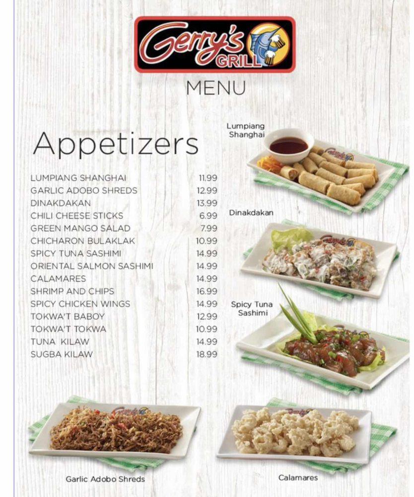 Menu at Gerry's Grill restaurant, Artesia, South St #107