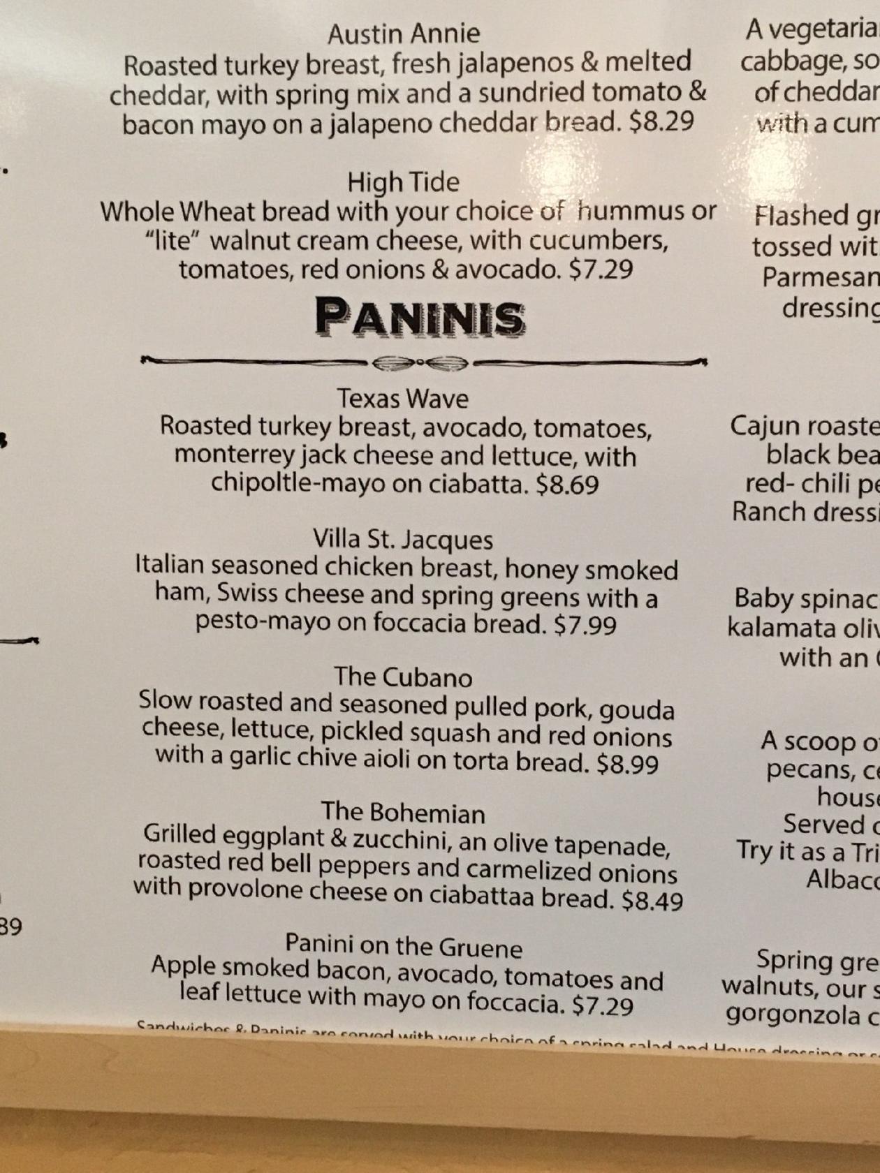 Menu at Hester's Cafe Lamar Park, Corpus Christi, S Alameda St