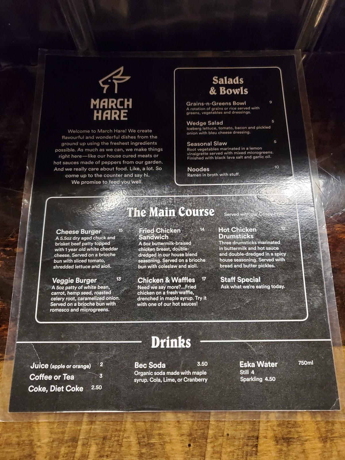 Menu at March Hare pub & bar, Sarnia