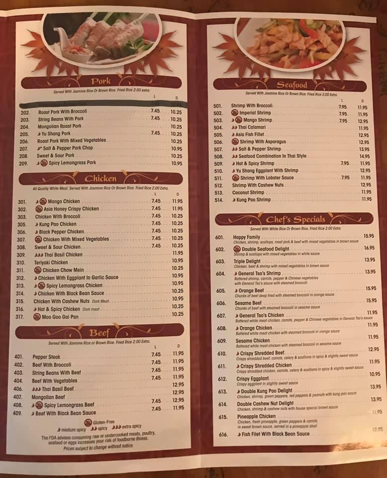 Menu at Modern Asia pub & bar, Frederick