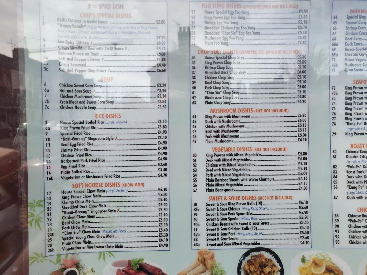 Menu at China Cottage fast food, Felixstowe