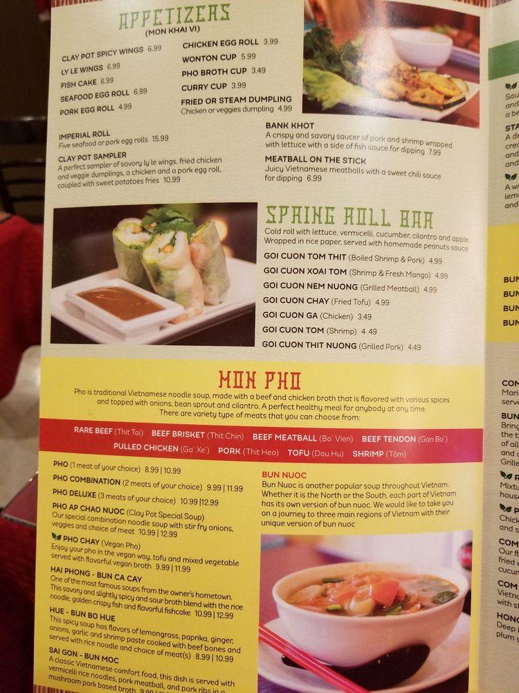 Menu at Clay Pot Restaurant, Waco, 416 Franklin Ave