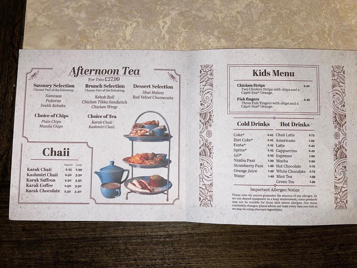 Menu at Mi chaii restaurant, Blackburn