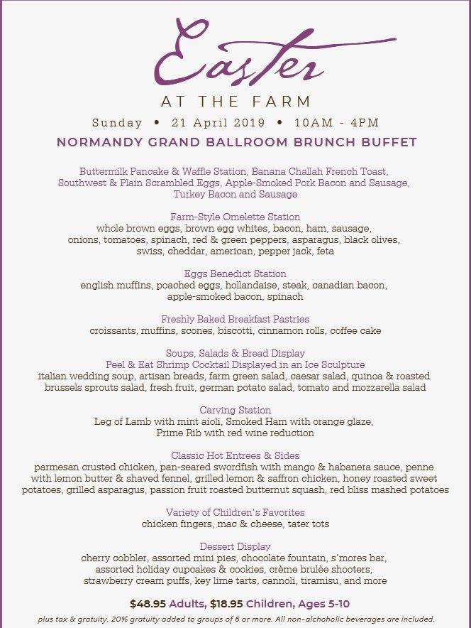 Menu at Normandy Farm Hotel & Conference Center restaurant, Blue Bell