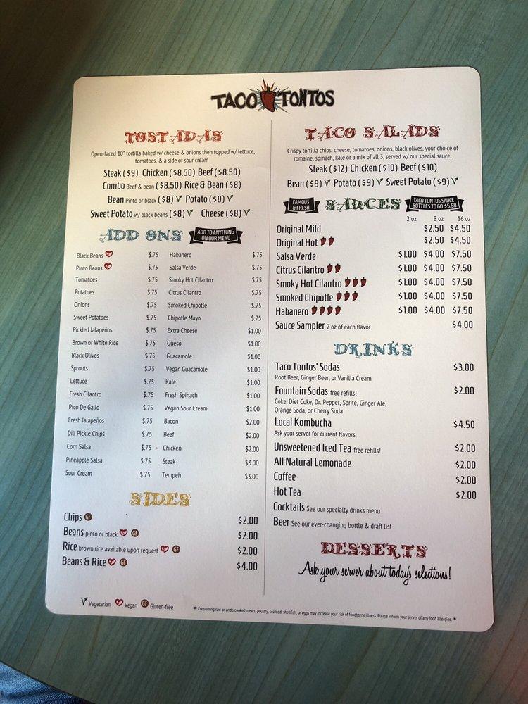 Carta del restaurante Taco Tonto's, Lakewood