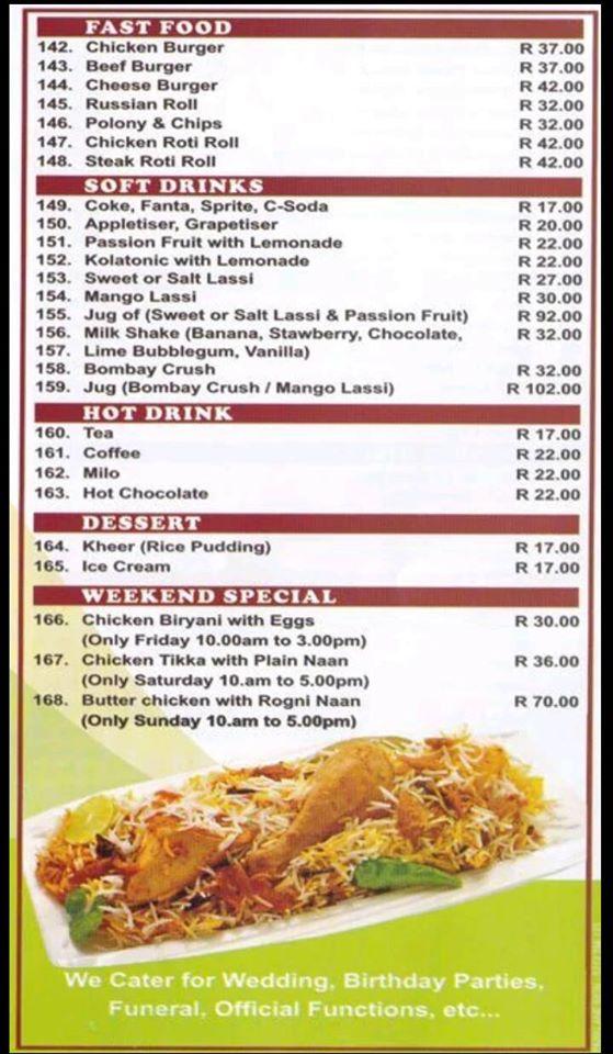 Menu at Tamarind of Indian Emmaretia (Halaal) restaurant, Randburg, 137 ...