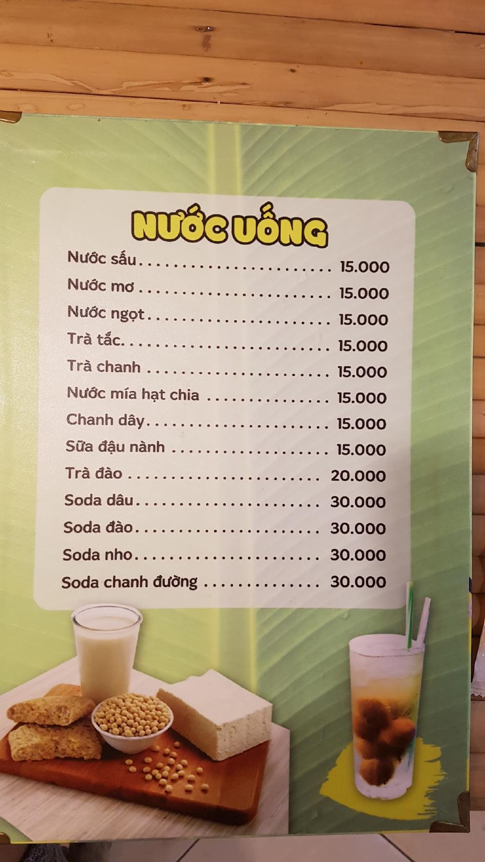 Menu at Bún Đậu Ngon restaurant, Ho Chi Minh City, 289 Tôn Đản