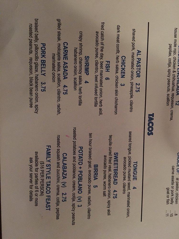Menu at Casa Azul restaurant, Buffalo, 191 Allen St