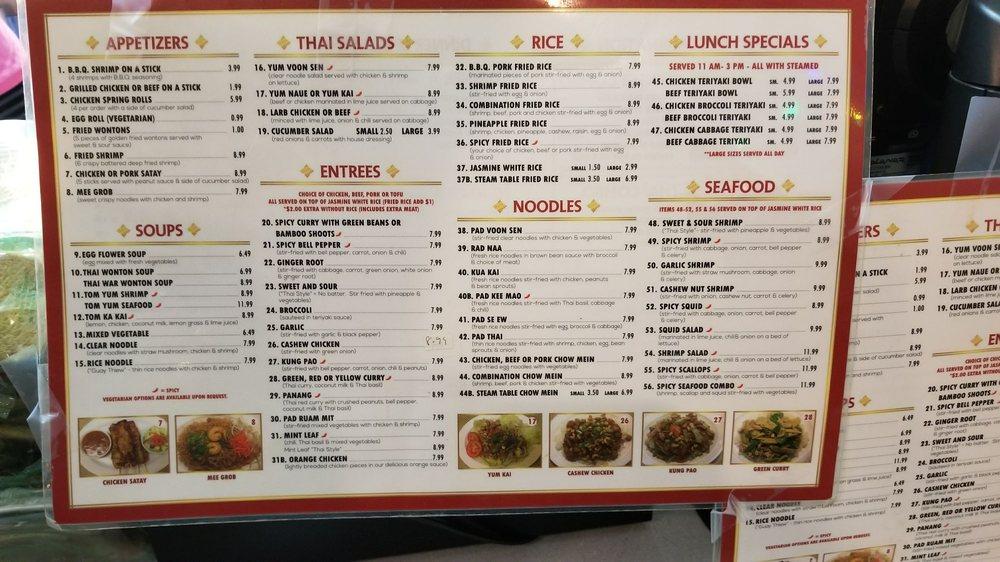 Menu at Thai Chinese Food IV restaurant, Rosamond