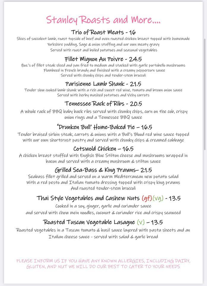 Menu at The Stanley Arms pub & bar, St Helens