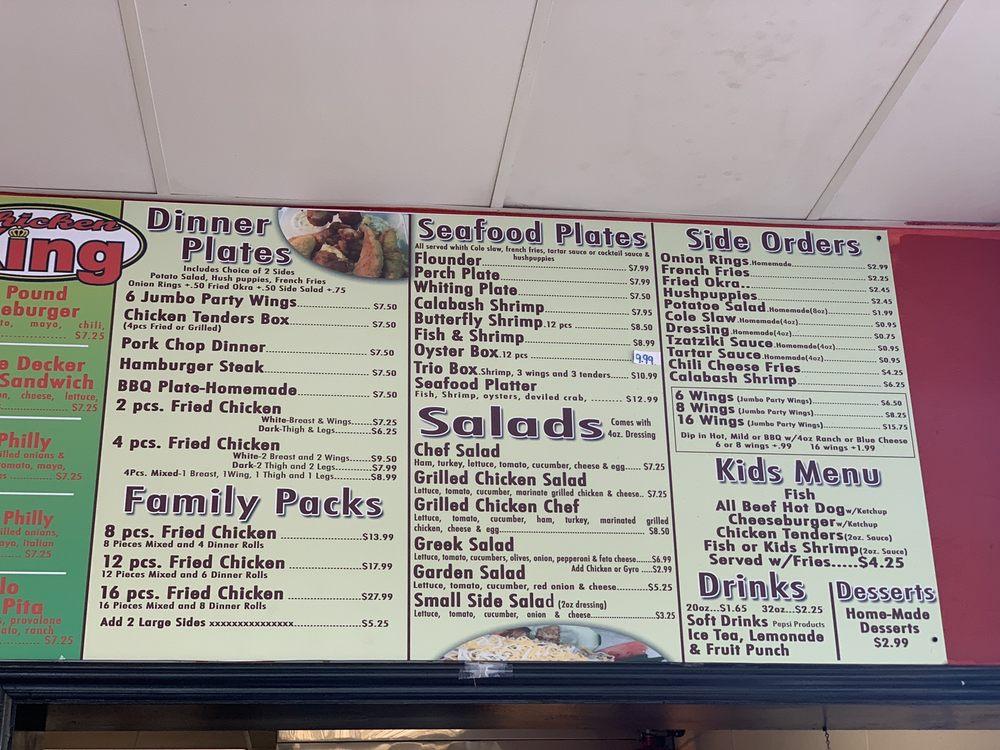 Menu at Chicken King Restaurant, Rock Hill, 990 W Main St
