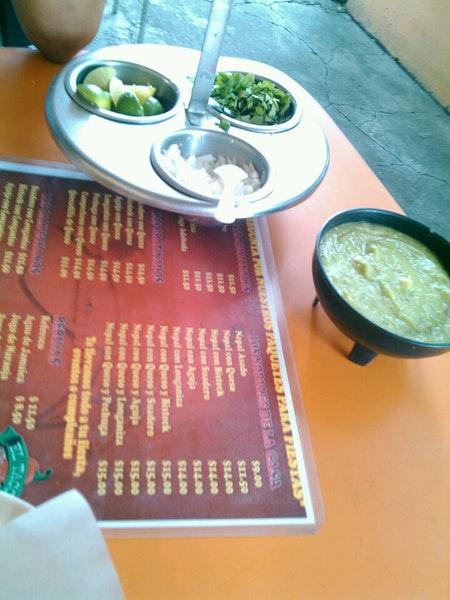 Menu at El taco restaurant, Mexico City, Eje central