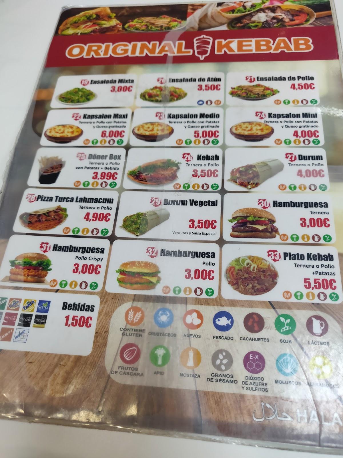 Carta del restaurante Original Kebab, Huelva