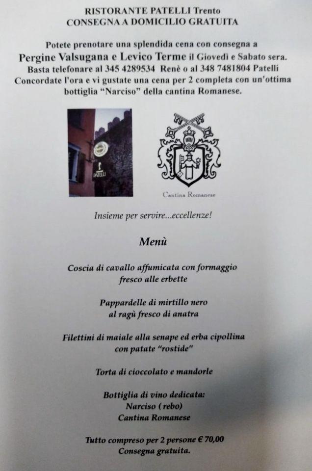 Menu da Ristorante Patelli, Trento, Via Dietro le Mura A