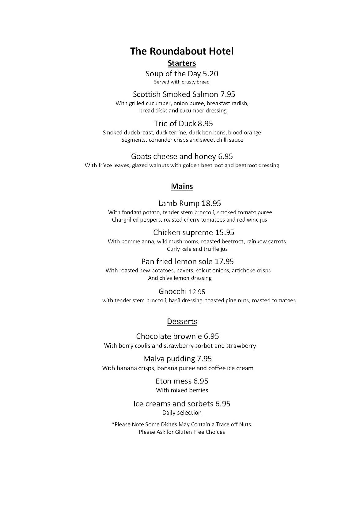 Menu at The Roundabout Hotel pub & bar, Storrington