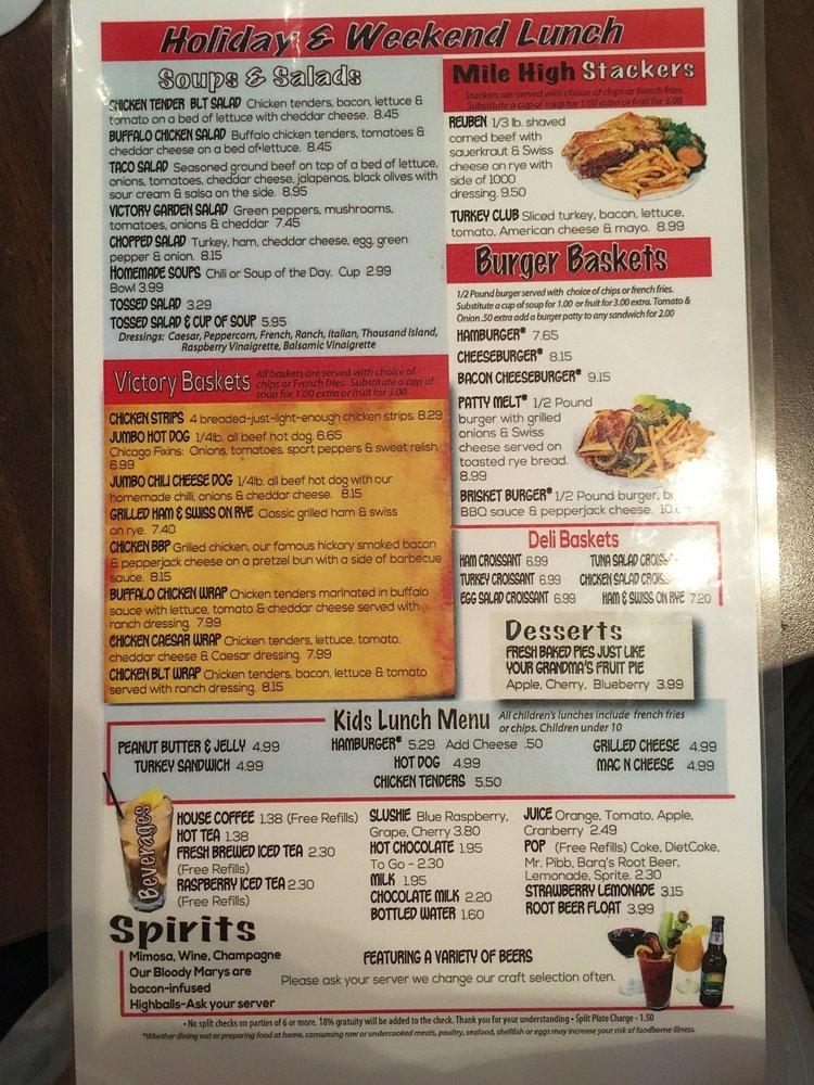 Menu at Victory Café cafe, Galena