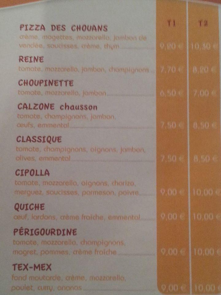 Menu at Coco Pizza pizzeria, Vix