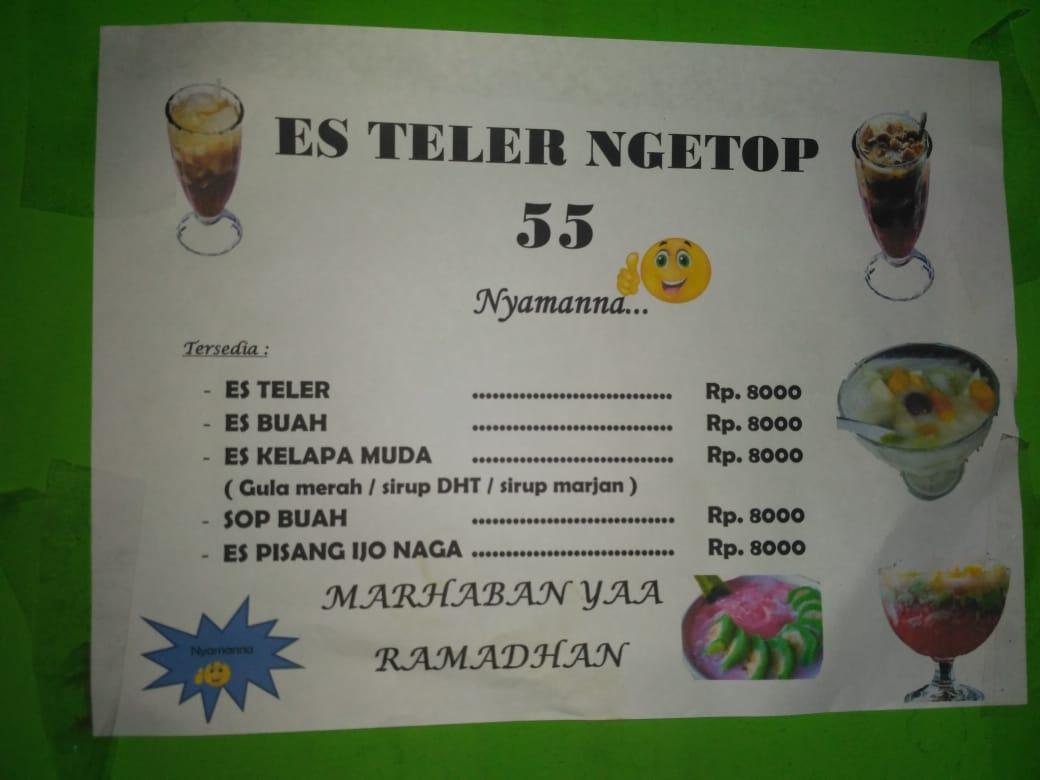Menu at ES TELER NGETOP 55 cafe, Maradekaya