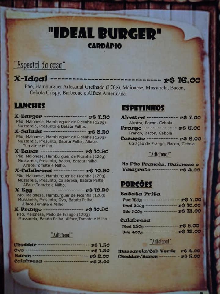 Menu em Ideal Café, Curitiba, R. Mateus Leme