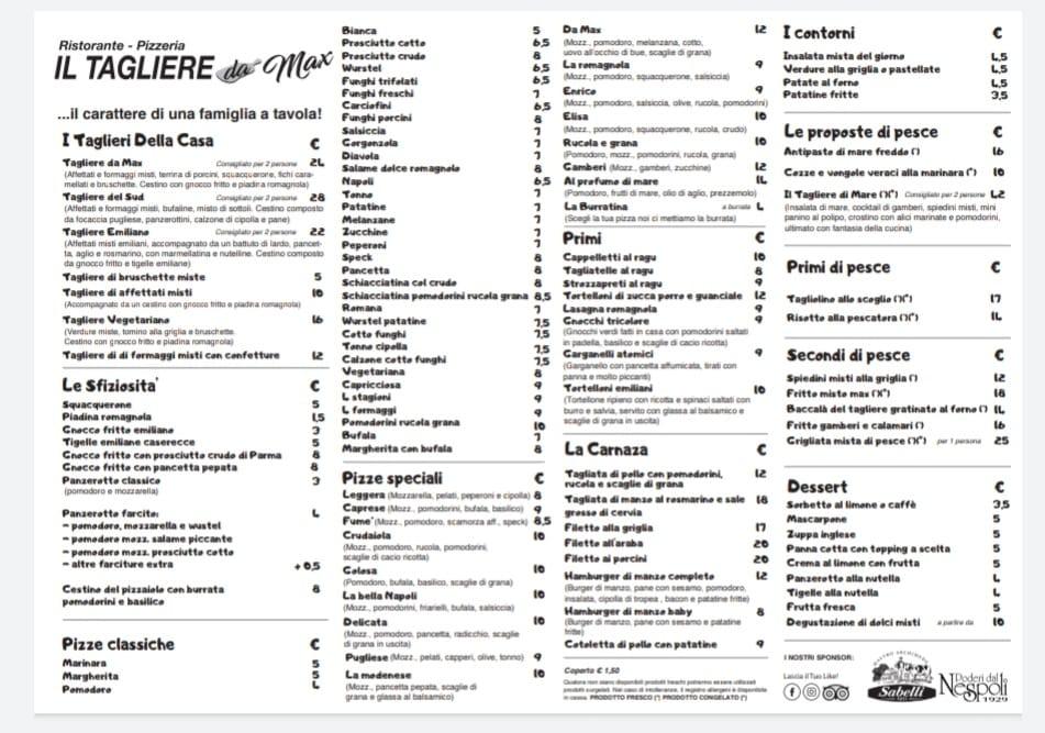 Menu da Il Tagliere da Max ristorante, Cervia