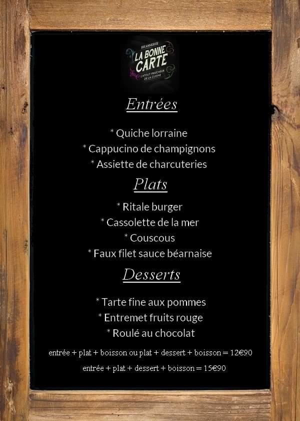 Menu at La Bonne Carte restaurant, Le Trait