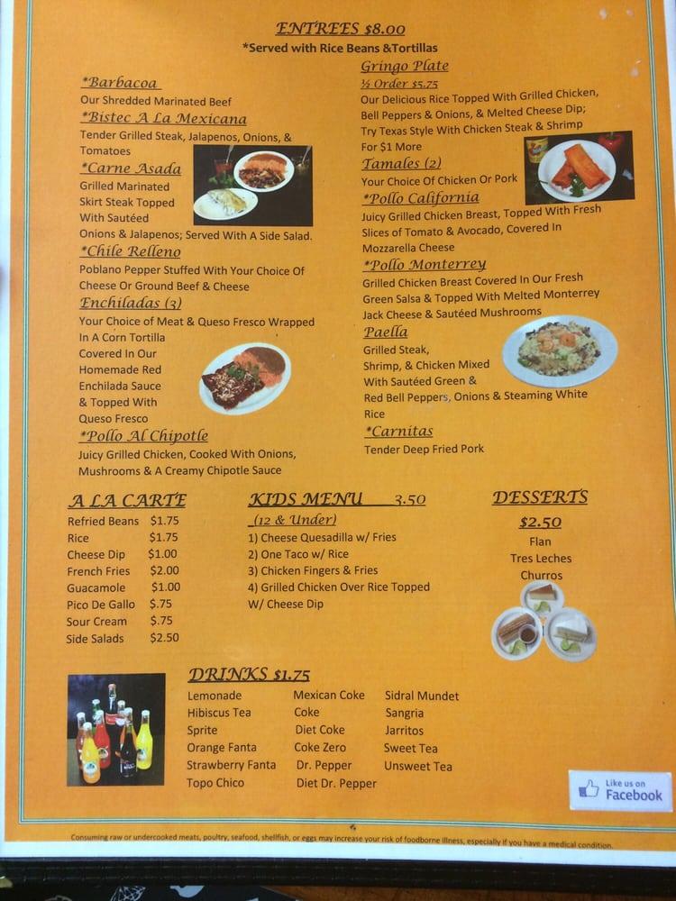 Menu at La Joya restaurant, Dublin